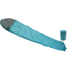 Expo-Börse Mumien Schlafsack 220 x 80 cm blau grau mit Beutel Outdoor Camping