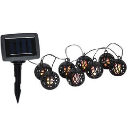 Expo-Börse Solar Lichterkette 2 m mit 8 Lampion Kugel Laternen Flammeneffekt 80 SMD LED