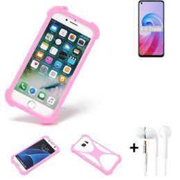 K-S-Trade Handyhülle für Oppo A96, Bumper + Kopfhörer Handy Hülle Schutzhülle Silikon Schutz Hülle, schwarz