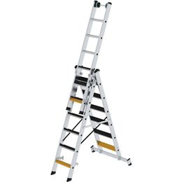 Munk Stufen-Mehrzweckleiter 3-teilig mit nivello®-Traverse und clip-step R13 3x6 Stufen - 033319