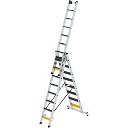 Munk Stufen-Mehrzweckleiter 3-teilig mit nivello®-Traverse und clip-step R13 3x8 Stufen - 033325