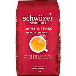 Schwiizer Schüümli Delica Bohnenkaffee Schwiizer Schüümli Intenso, 65 % Arabica & 35 % Robusta Röstkaffee, Stärkegrad 4/5, UTZ-zertifiziert, 1 kg ganze Bohnen