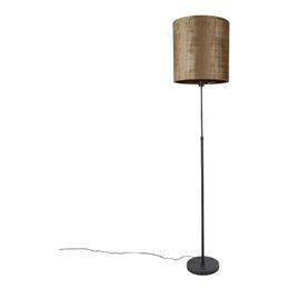 Qazqa Stehlampe schwarz Schirm braun 40 cm verstellbar - Parte - Braun