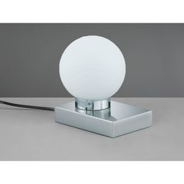 Trio Tischlampe DAVI II Glaskugel Weiß Sockel Silber - Touchfunktion, Ø 12cm