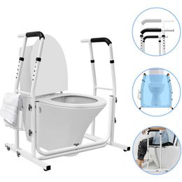 Mobile WC-Aufstehhilfe Toiletten mit Ablagekorb - rutschfest höhenverstellbar Toilettenstützgestell - Toiletten Halteschiene 790 x 550 x