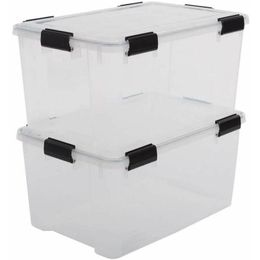 IRIS OHYAMA - 2er-Set Aufbewahrungsboxen, luftdicht, Clips - 50L - L59 x B39 x H29 cm - Transparent