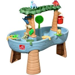 Step2 Dino Showers Wasserspieltisch Großer Wassertisch mit 13-teiligem Zubehörset Garten Wasser Spieltisch für Kinder in Blau & Braun - Braun