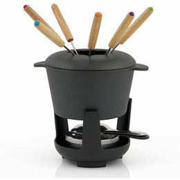 13-teiliges Gusseisen Fondue Set für 6 Personen 1 l preseasoned - BBQ-Toro