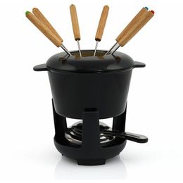 13-teiliges Gusseisen Fondue Set für 6 Personen 1 l emailliert schwarz - BBQ-Toro