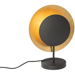 Qazqa Art-Deco-Tischlampe schwarz mit Gold - Emilienne - Schwarz
