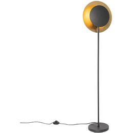 Qazqa Art-Deco-Stehlampe schwarz mit Gold - Emilienne - Schwarz