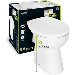 aquaSu - Stand wc igenO spülrandlos mit +7 cm Erhöhung Komplett-Set mit Toilettendeckel mit Absenkautomatik Tiefspüler mit waagerechtem Abgang