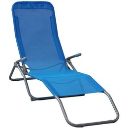 COSMA Klappbarer Liegestuhl aus lackiertem Metall Farbe Stuhl für Garten Strand Mod. Samba blau