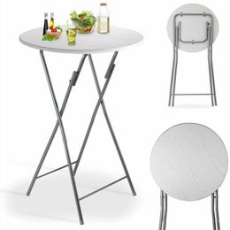 Casaria - Stehtisch Klappbar 110cm Hoch Rund ø 60cm Holz Garten Camping Bistrotisch Bartisch Biertisch Partytisch Esstisch Klapptisch Gartentisch Weiß