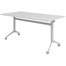 Hammerbacher Mehrzwecktisch KF 16 lichtgrau rechteckig, T-Fuß-Gestell silber, 160,0 x 80,0 x 75,0 cm