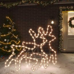 Kerstfiguur rendier met LED's 2 st 57x55x4,5 cm warmwit - vidaXL