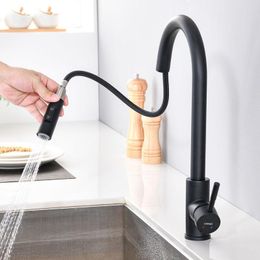 LONHEO - Schwarz Küchenarmatur Hochdruck Wasserhahn Spültischarmatur Mischbatterie Küche Wasserhahn mit 40CM ausziehbar Brause