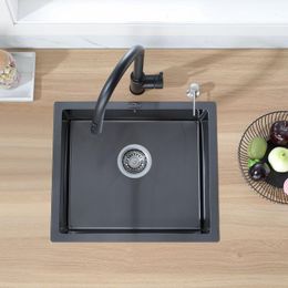 Auralum - Spülbecken 50 x 43 cm Einbauspüle mit Seifenspender, Edelstahl Küchenspüle Küche Waschbecken Einbauspüle 1 Becken