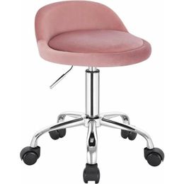 WOLTU - Bürohocker mit Rollen Drehhocker höhenverstellbar Sitzhöhe 43-54,5 cm rosa - rosa