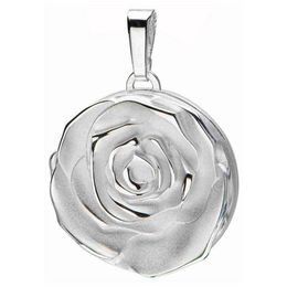 Jobo Medallionanhänger Anhänger Medaillon Rose, 925 Silber, silberfarben