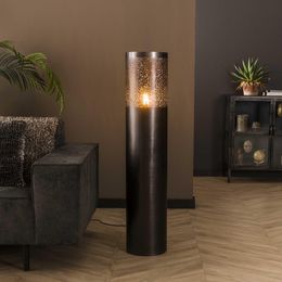 hofstein Cylinder Stehleuchte Nickel-Matt, Schwarz, 1-flammig