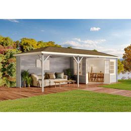Gartenhaus mit Boden Mississippi-40 aus Holz, Holzhaus mit Terrasse, 40 mm Wandstärke - Imprägnierung (Pinie) - Braun - Alpholz