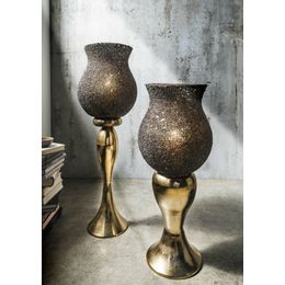 Faktorei Windlicht Aluminium bronze mit Effektglas, Ø 30cm, 95cm hoch
