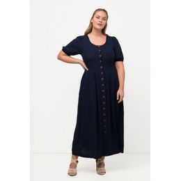 Ulla Popken Jerseykleid Landhauskleid Leinenmix Rundhals Halbarm