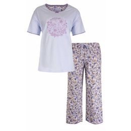 Tenderness Schlafanzug Damen Pyjama mit Capri Hose (2 tlg) Baumwolle