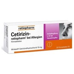 CETIRIZIN-ratiopharm bei Allergien 10 mg Filmtabl. 20 St