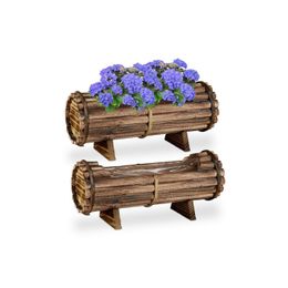 Relaxdays Blumenkasten Blumenkasten Holz 2er Set