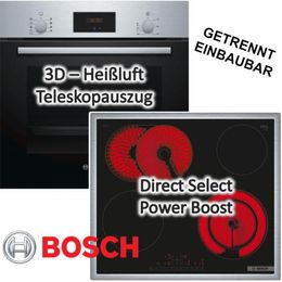 Herdset Bosch Einbau-Backofen Edelstahl Serie 2 mit Elektro-Kochfeld DirektSelect - autark, 60 cm