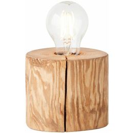 Lampe, Trabo Tischleuchte 10cm kiefer gebeizt, Holz, 1x A60, E27, 25W,Normallampen (nicht enthalten) - braun - Brilliant