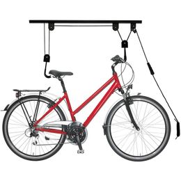 Relaxdays - Fahrradlift, bis 20 kg, Deckenlift mit Seilzug, Stahl, für Garage & Keller, Fahrrad Deckenhalterung, schwarz