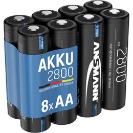 Ansmann - Akku aa Mignon 2850mAh NiMH 1,2V - Batterien wiederaufladbar (8 Stück)