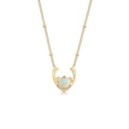 Elli Collierkettchen »Synthetischer Opal Rentier Geweih 925 Silber« Gold 40 Elegante Halskette aus 925er Sterling Silber