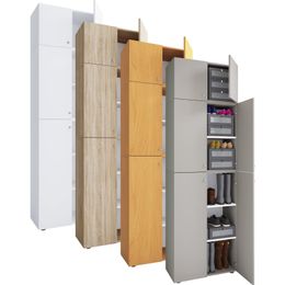 Vcm Holz-Schuhschrank Ma&szlig;e: H. 223 x B. 70 x T. 39 cm Allzweckschrank 5 F&auml;cher 4 Dreht&uuml;ren Aufsatz mit 2 T&uuml;ren&ndash; Lona