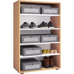 Vcm Holz-Schuhschrank Ma&szlig;e: H. 110 x B. 70 x T. 37 cm Allzweckschrank 5 F&auml;cher ohne T&uuml;ren&ndash; Lona