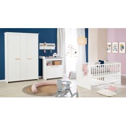 Roba® Babyzimmer-Komplettset Roba Anton, (Set, 3-St., bestehend aus Kombi-Kinderbett, Kleiderschrank und Wickelkommode), weiß