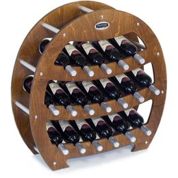 Weinflaschenhalter Flaschenständer Weinständer Flaschenhalter Wein Regal aus Holz made in italy mod. Botte Walnuss B.18 L75 x P25 x 75H - Noce