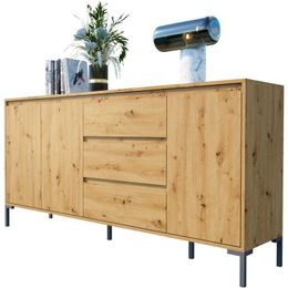 Newfurn - Kommode Wildeiche Artisan Eiche Sideboard Modern Vintage - 170x87x40 cm (BxHxT) - Highboard Anrichte - [Savage.three] Wohnzimmer