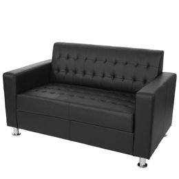 MCW 2er Sofa Pori, Couch Loungesofa, Kunstleder, Metall-Füße ~ schwarz