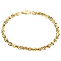 Armband Luigi Merano "Kordelkette, hohl, Gold 375" Armbänder Gr. 20 cm, Gelbgold 375, goldfarben (gold) Damen Armbänder