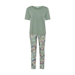 Lascana Pyjama Damen Gr&ouml;&szlig;e XS blau / oliv / rosa Winterkleid