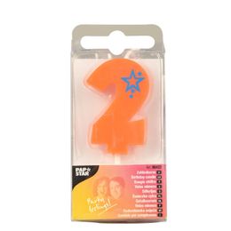Papstar Geburtstagskerze Zahlenkerze, Mini 6,8 cm orange "2"