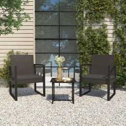 3-tlg. Sitzgruppe Gartenmöbel Set - Balkonmöbel Set mit Kissen Schwarz Poly Rattan BV826864 Bonnevie