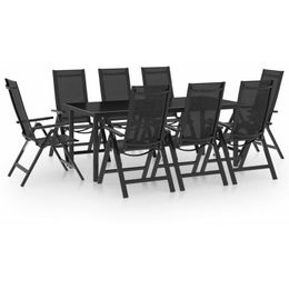 9-tlg. Gartenmöbel Set Sitzgruppe Garten mit Tisch und Stühlen - Aluminium Anthrazit BV330117 Bonnevie