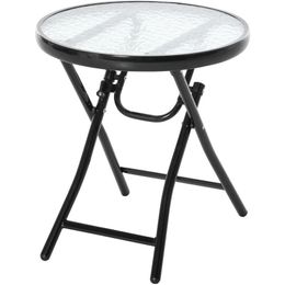 Gartentisch Beistelltisch Bistrotisch mit Glasplatte rund klappbar Metall Ø45 schwarz - Schwarz - Outsunny