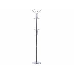 Beliani Kleiderständer Silber Edelstahl 185 cm Modern Stilvoll Praktisch Freistehend 12 Haken Flur - Silber