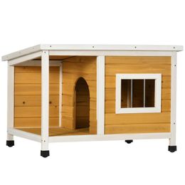 PawHut Hundehütte mit Terrasse für kleinere Hunde orange (Farbe: orange)